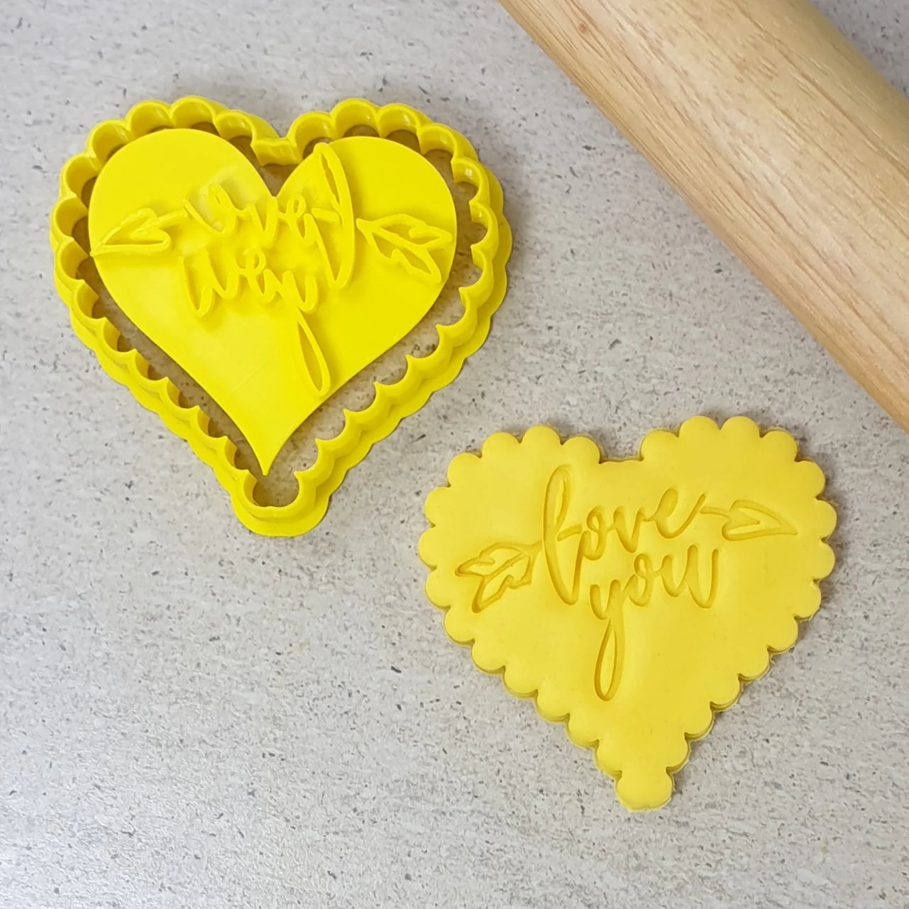 Custom Cookie Cutters - Love You Embosser with Scalloped Heart Cutter ...