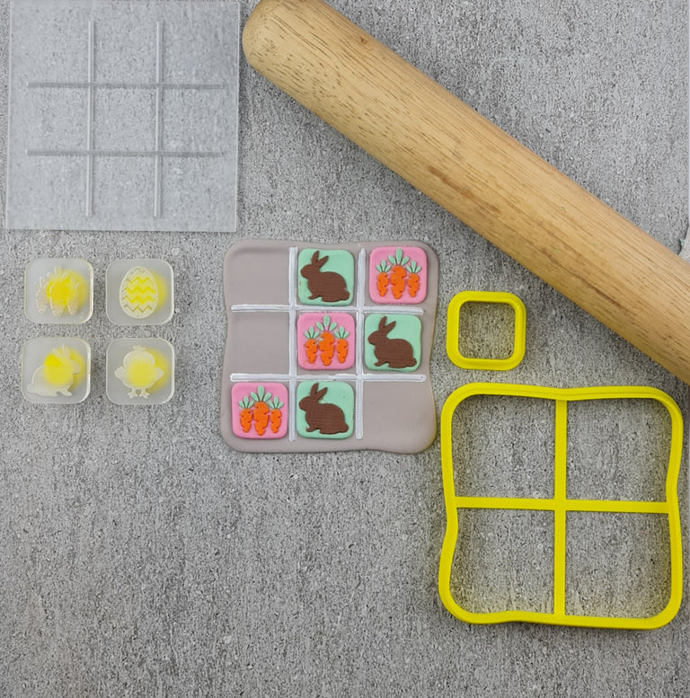Custom Cookie Cutter - Hot Cross Bun Tic Tac Toe Debosser & Cutter Set ...