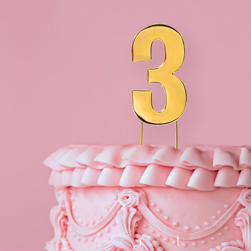 Metal Gold Number Cake Topper Bold - 3 – Skysies Cakes