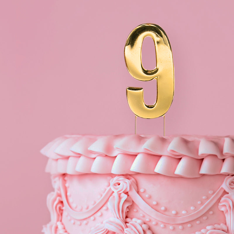 Metal Gold Number Cake Topper Bold - 9 – Skysies Cakes