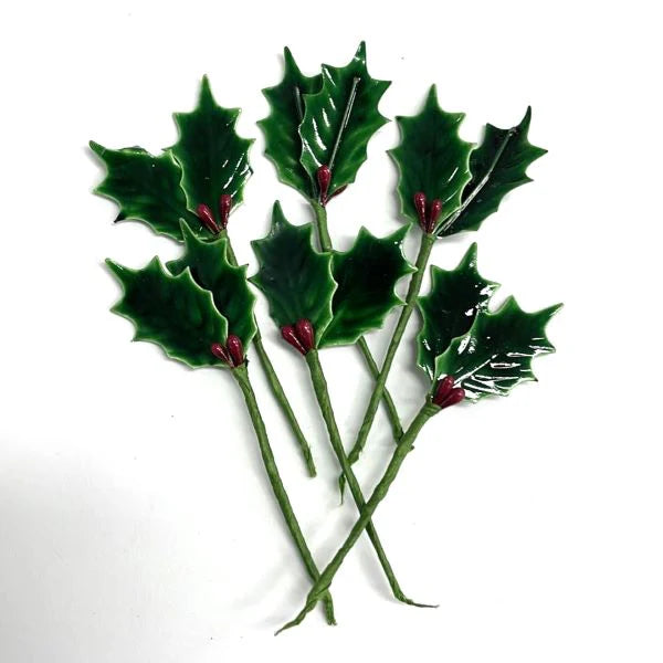 Small Single Holly Leaf - 12 x Sprigs 2cm Leaf – Skysies Cakes