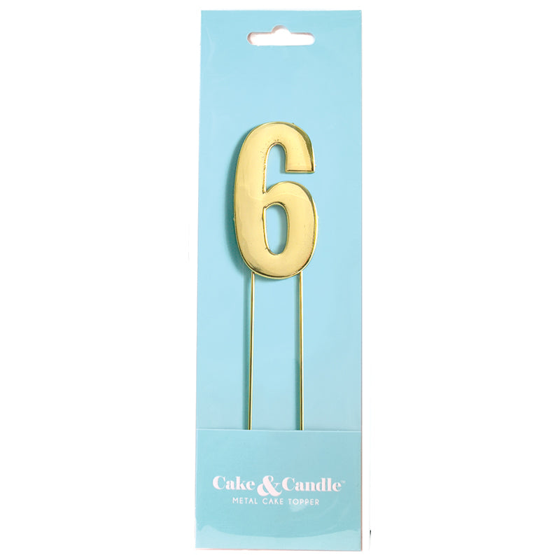 Metal Gold Number Cake Topper Bold - 6 – Skysies Cakes