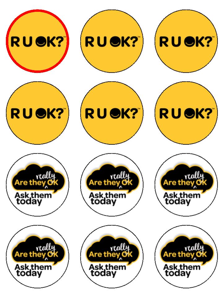 Edible Cupcake Toppers - R U OK? V2 – Skysies Cakes