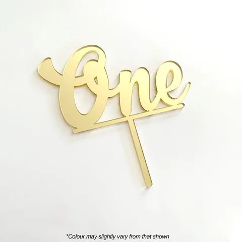Acrylic Cake Topper - One - Gold Mirror. – Skysies Cakes